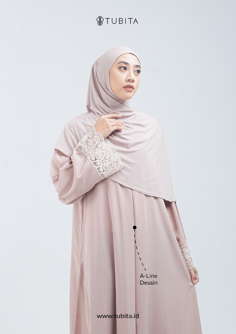 Meena Lace Abaya Cream